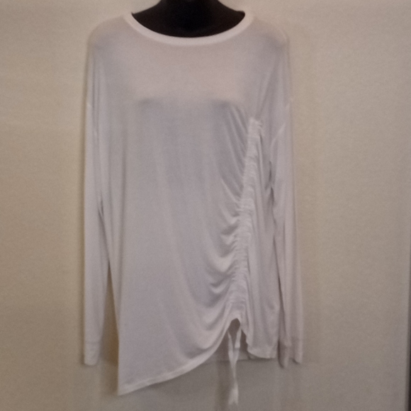 Dkny | Tops | Dkny White Ruched Long Sleeve Tunic Top | Poshmark